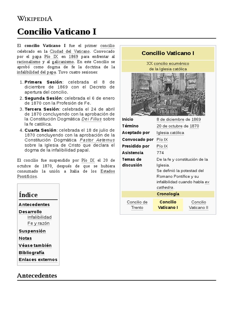 Concilio Vaticano I | PDF | Concilio Vaticano II | Familias denominacionales cristianas