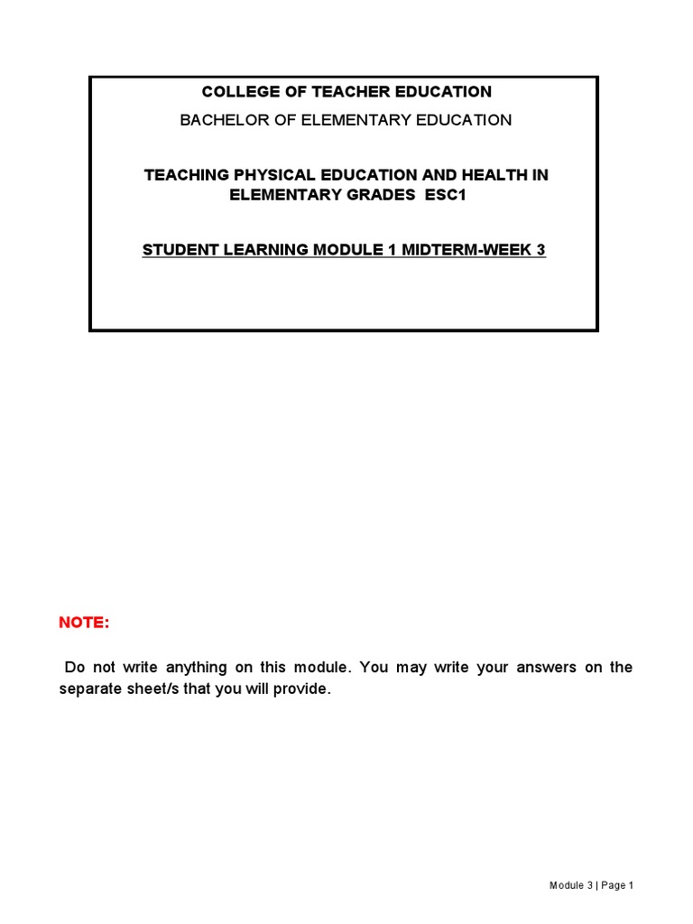 Teaching PE and Health Lesson 3 | PDF | Teachers | Learning