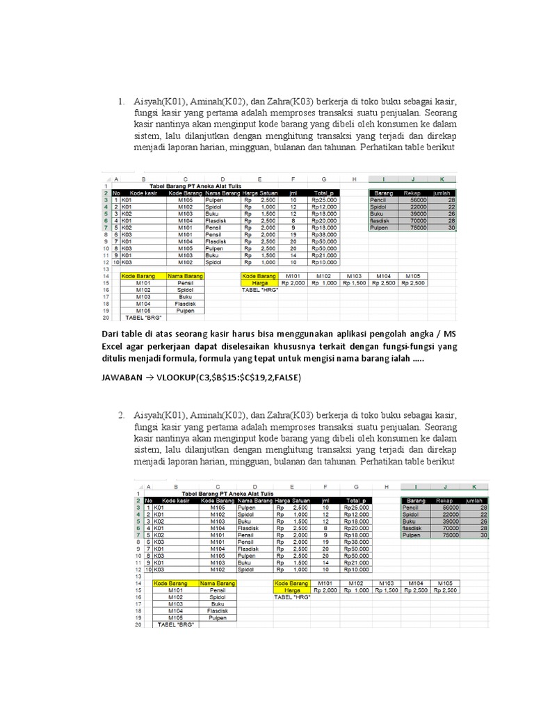 Soal Kelas X MS Excel | PDF | Bisnis | Metode & Bahan Ajar