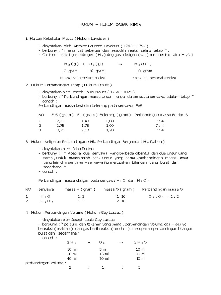Hukum Dasar Kimia | PDF | Sains & Matematika