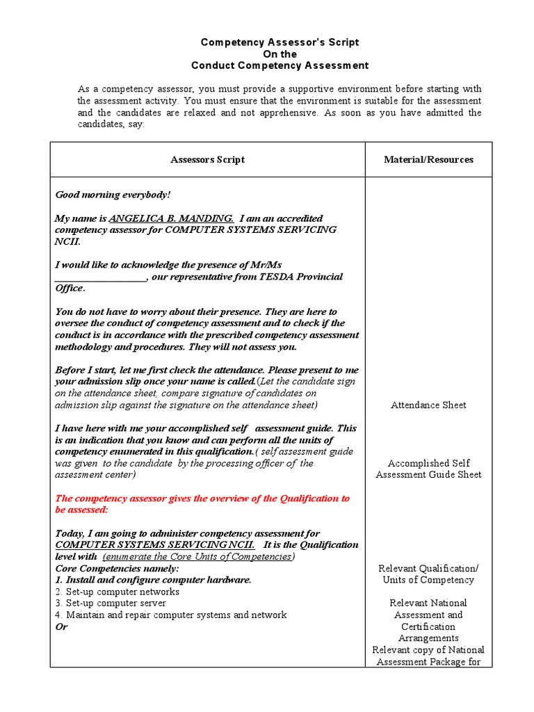 Assessors Script | PDF | Computer Network | Operating System