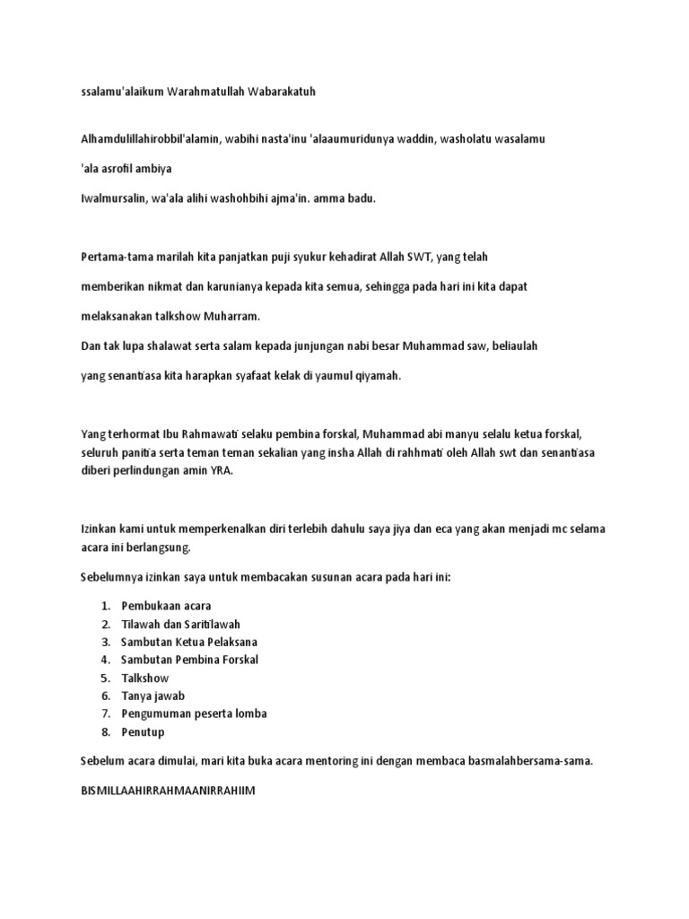 Teks MC Talkshow | PDF