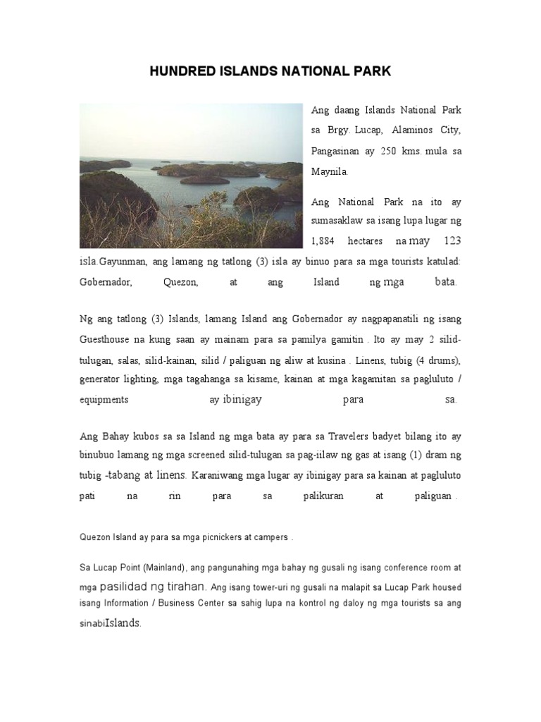 Hundred Islands National Park | PDF