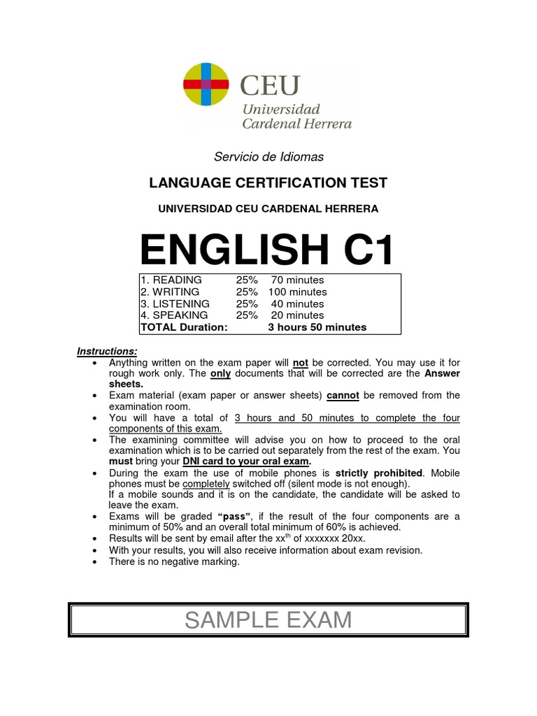 Modelo Examen c1 2017 | PDF