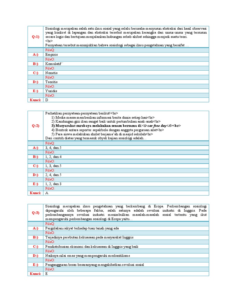 Template Soal Word PG 40 SOAL | PDF