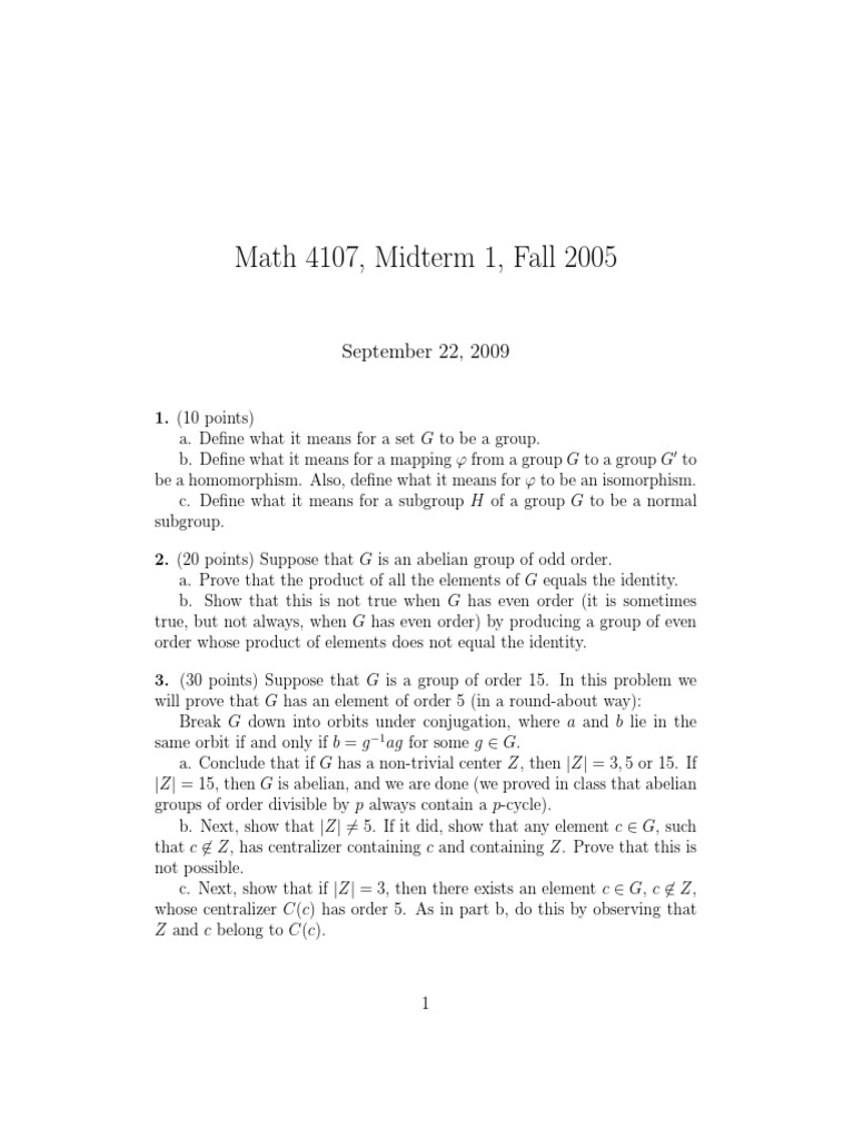 Midterm - Abstract Algebra | PDF | Teaching Methods & Materials