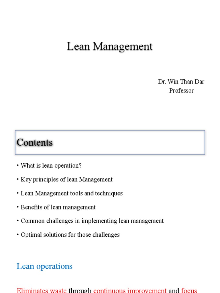 Lean Management | PDF | Lean Manufacturing | Production And Manufacturing