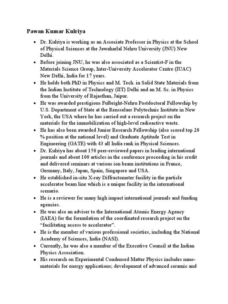 Dr. P. K. Kulriya | PDF | Technology & Engineering