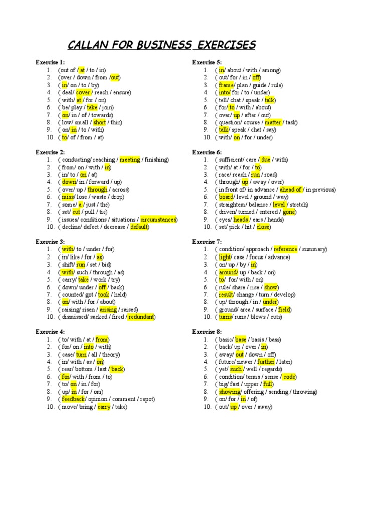 Callan For Business - Exercises | PDF