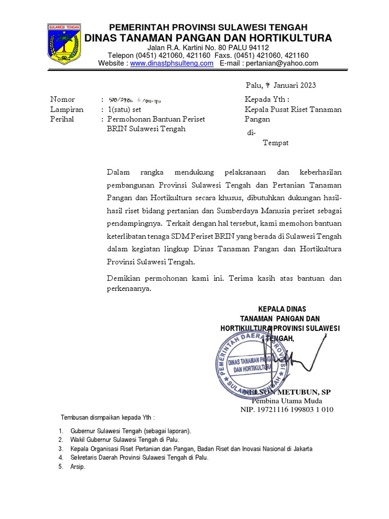 CONTOH SURAT PERMINTAAN TIM | PDF
