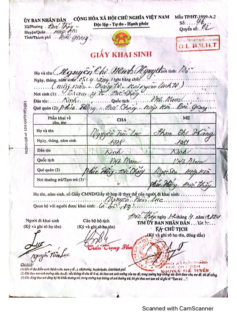 Giấy Khai Sinh | PDF