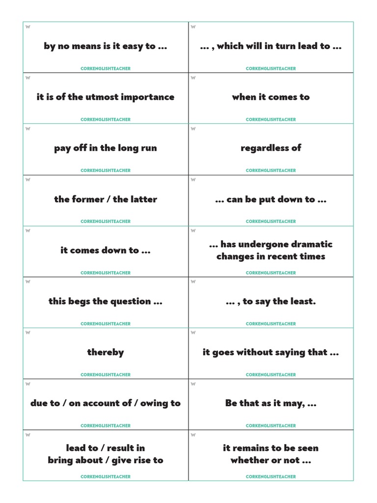 Writing Flashcards - Cork English Teacher | PDF