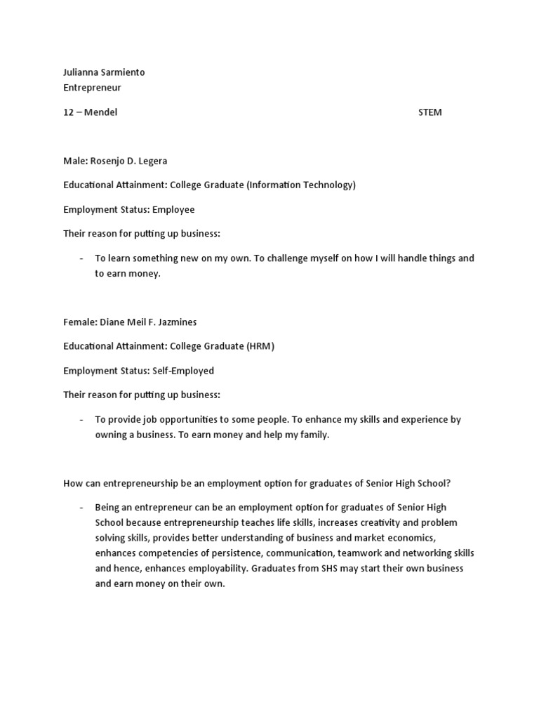 Activity in ENTREP - Week 2 | PDF | Career & Growth | Finance & Money ...