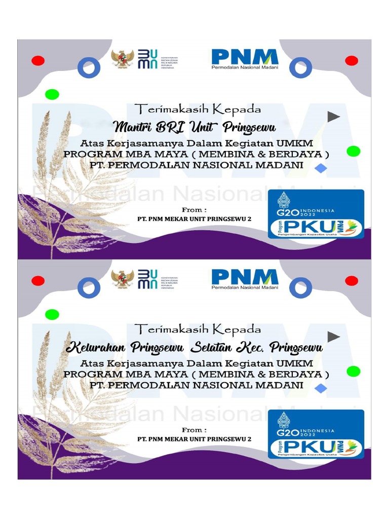 Sertifikat PNM | PDF