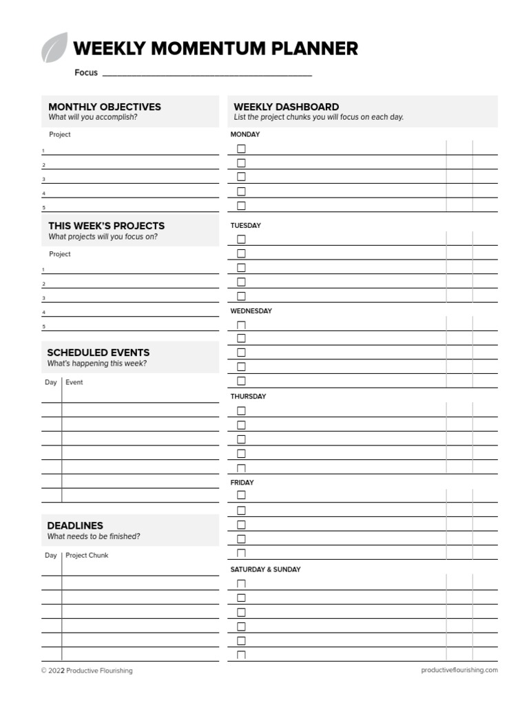 Weekly Momentum Planner Template | PDF | Career & Growth | Business