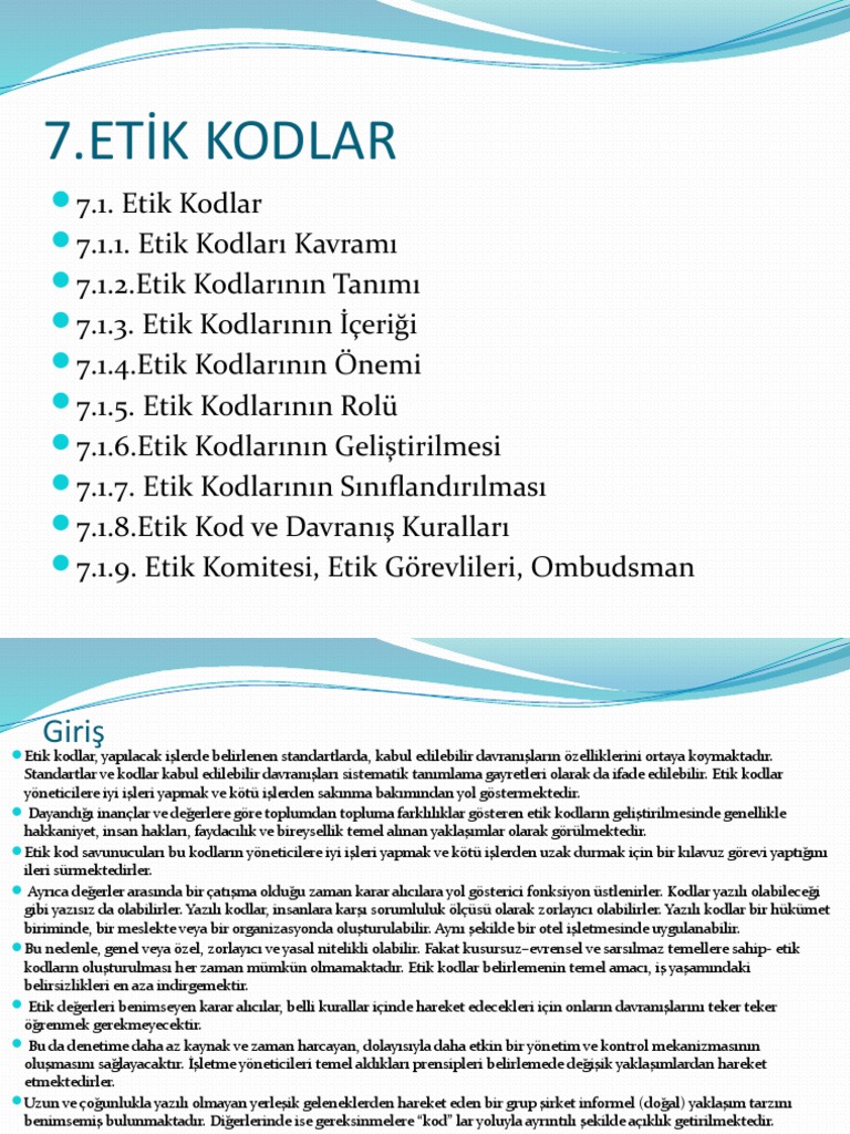 Etik Kodlar | PDF