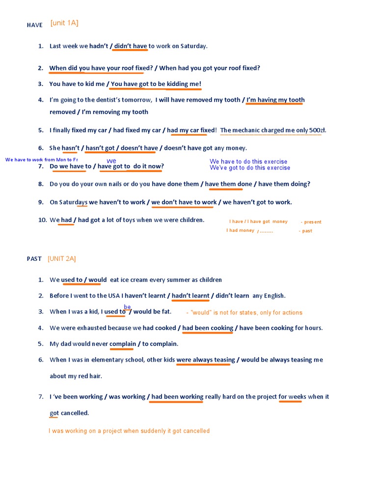 Unit 1-5a+6a Coursebook Revision Grammar 2 COMPLETED | PDF | Linguistic ...