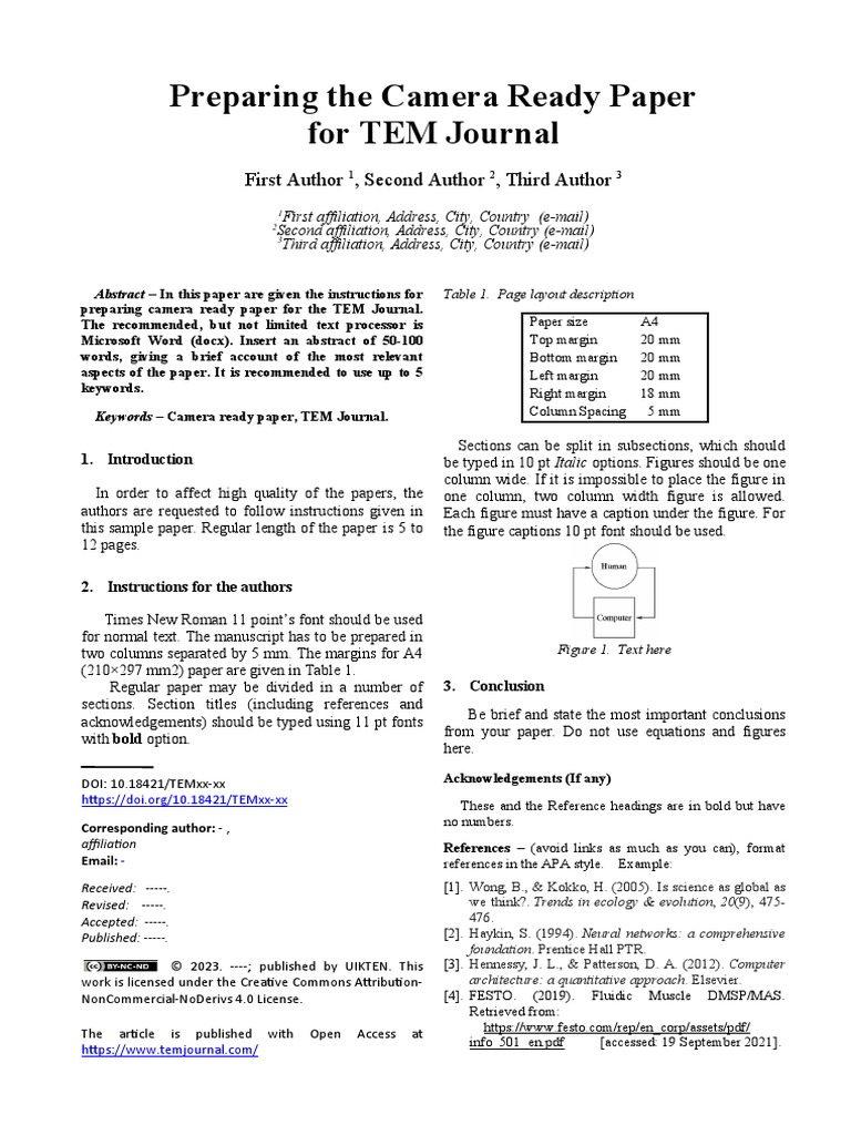 Instructions For The Authors and Template - TEM Journal | PDF | Page ...