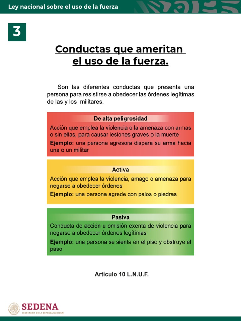 Ley Nacional Sobre El Uso de La Fuerza (Conductas Que Ameritan El Uso de La Fuerza) | PDF