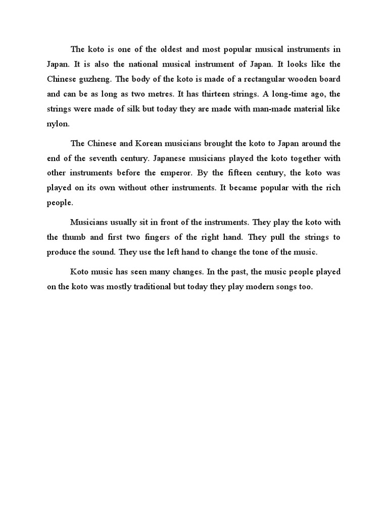 Koto: Japan's Traditional String Instrument | PDF