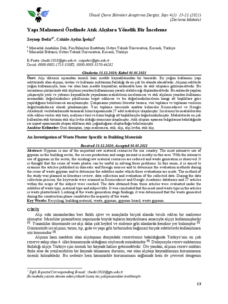 Yap - Malzemesi - Zelinde at - K Al - Lara Y - Nelik Bir - Nceleme (#850187) - 1478045 | PDF