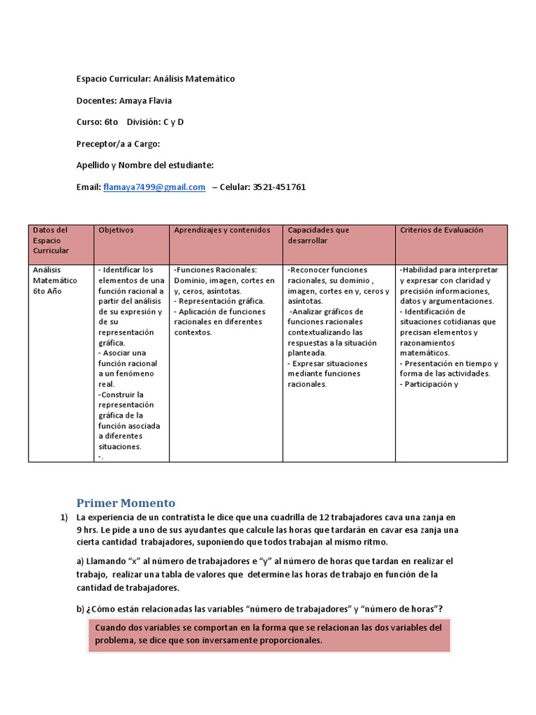 6to C y D - Análisis Matemático - Secuencia 4-1 | PDF | Asíntota ...