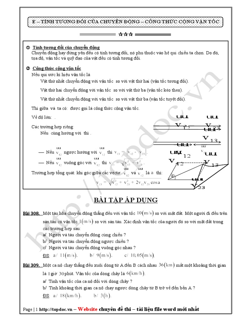 Bài tập chuyển động tương đối Vật Lí 10 | PDF