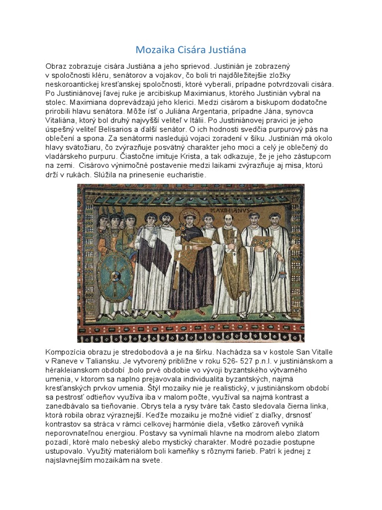 Mozaika Cisára Justiána - Analýza | PDF