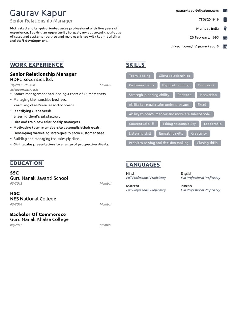 Gaurav Kapur CV | PDF