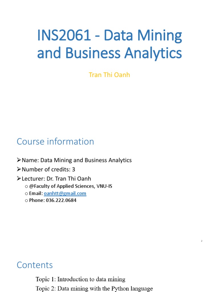 0 - Course Introduction | PDF | Data Mining