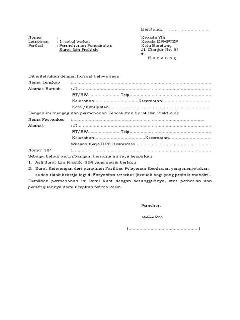 Form Pencabutan SIP | PDF