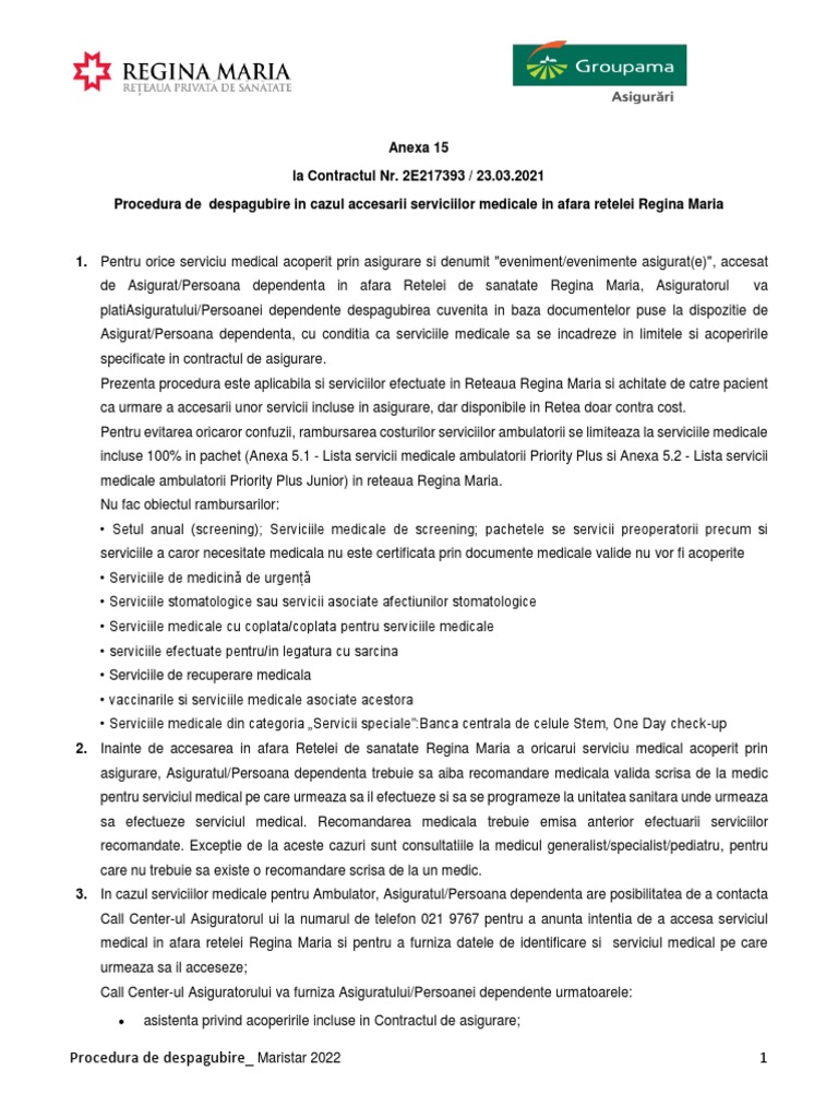 Anexa 15 - Procedura Plata Despagubiri in Afara Retelei - 2022 | PDF