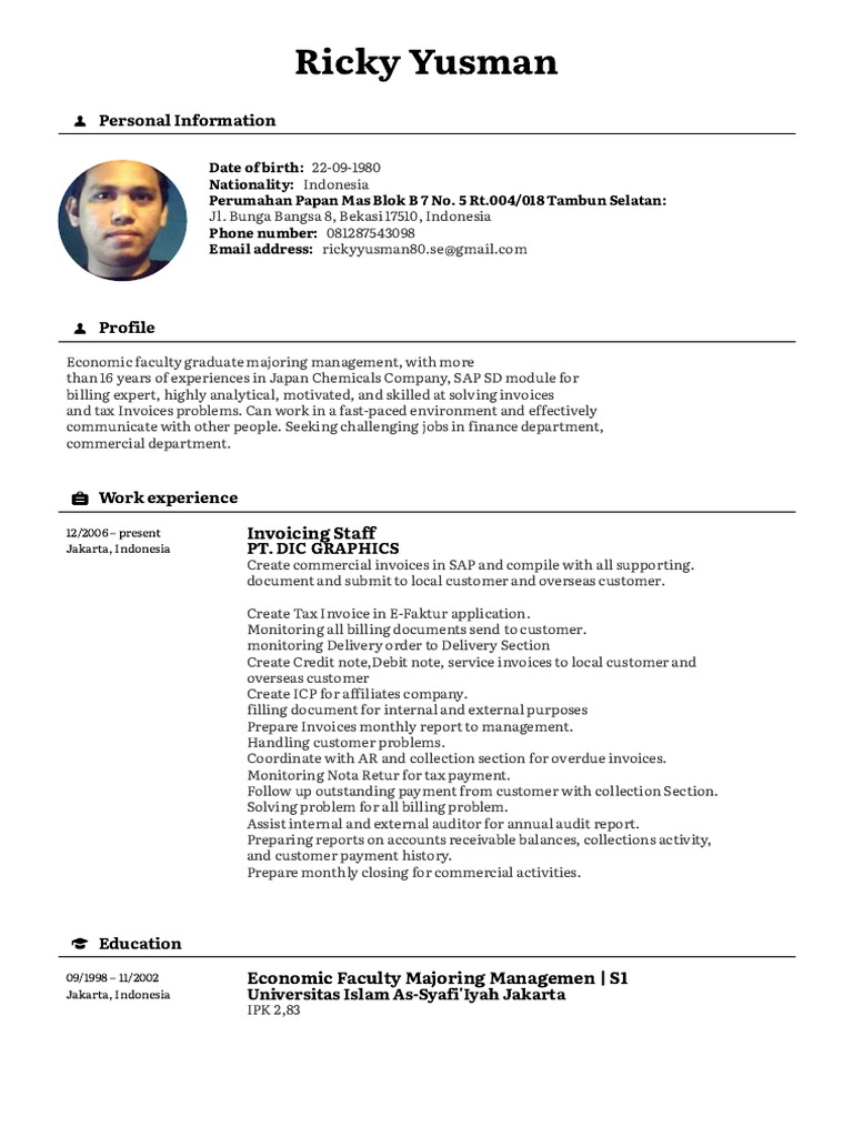 Ricky Yusman Resume | PDF | Invoice | Business