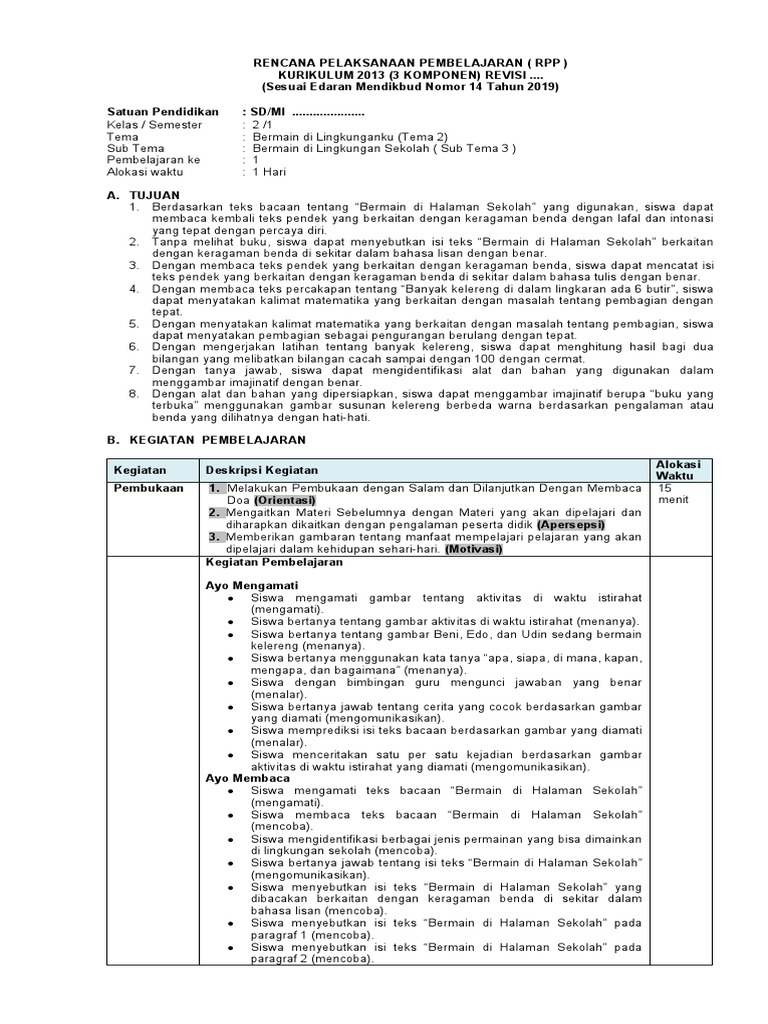 2.2.3.1 - RPP Revisi Terbaru - Katulis - Com | PDF