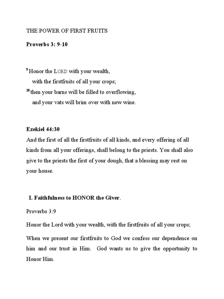 The Power of First Fruits | Download Free PDF | Blessing | Priest