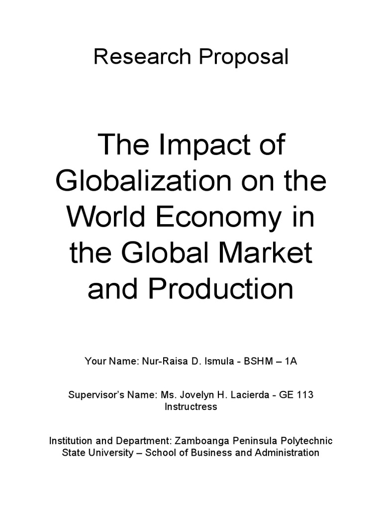 Research Proposal in Contemporary World | PDF | Globalization | World ...