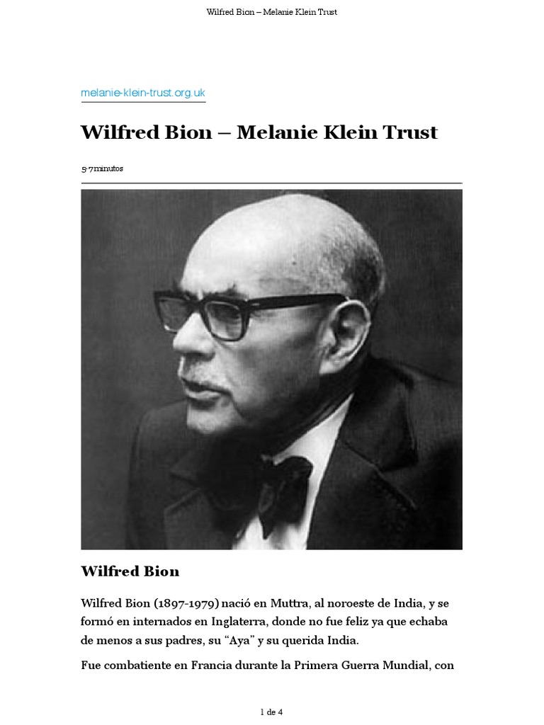 Wilfred Bion - Melanie Klein Trust | PDF | Psicoanálisis | Pensamiento