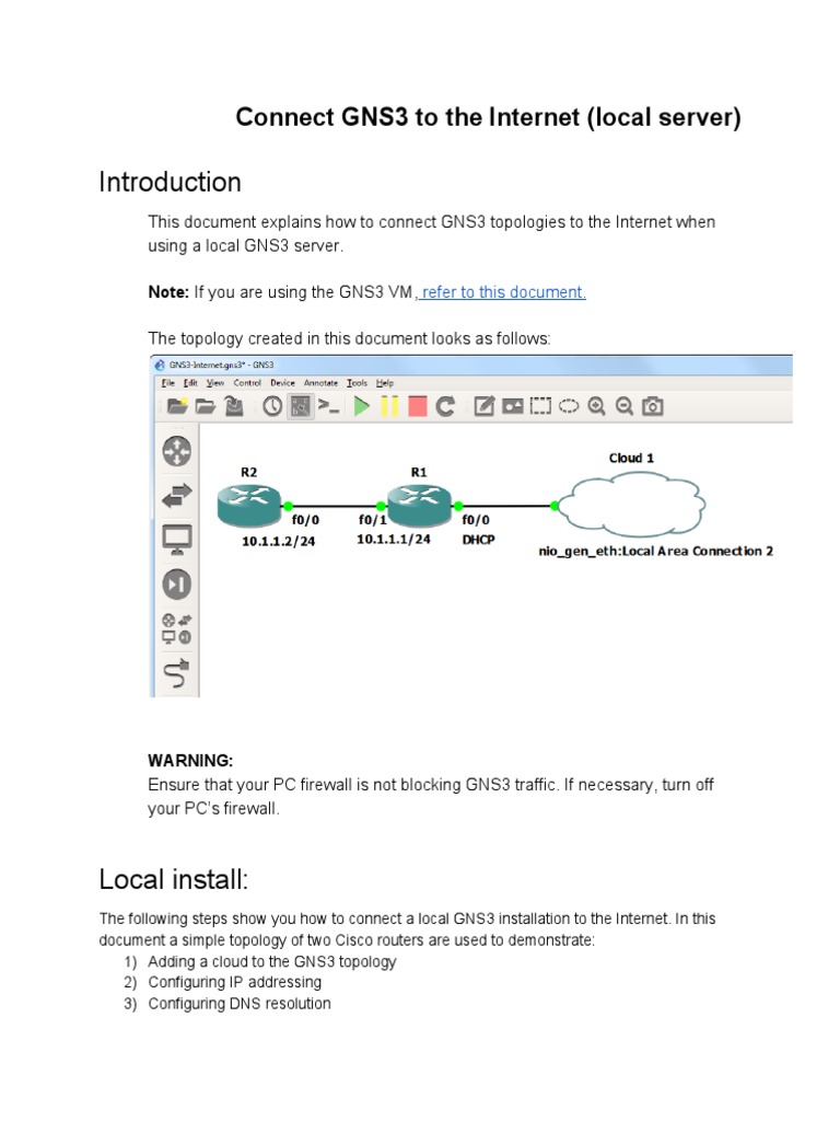 Connect GNS3 To The Internet (Local Server) | PDF | Ip Address | Router (Computing)