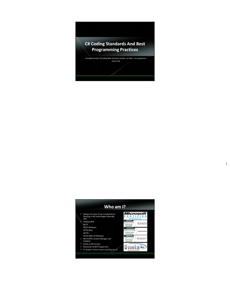 C# Coding Standards and Best Programming Practices | PDF | Class ...
