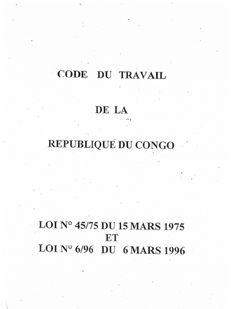 Code Du Travail - Congo | PDF