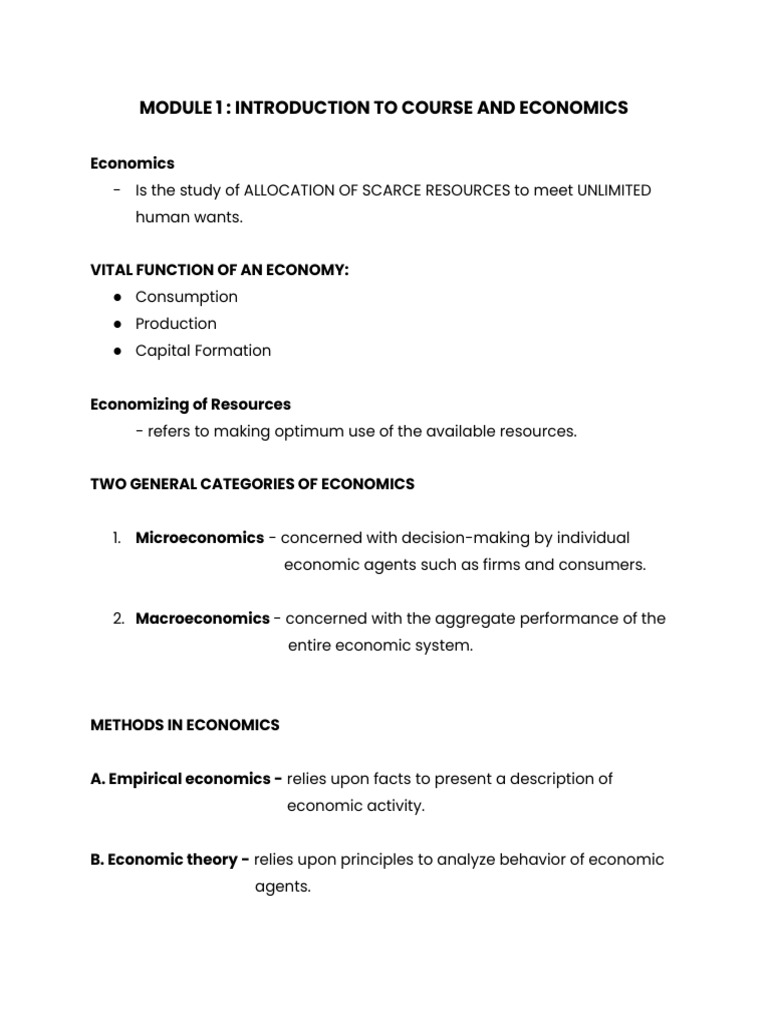 Eco Module 1-4 Compilation - Reviewer | PDF | Economics | Economies