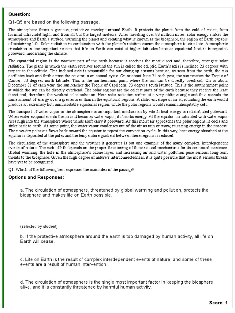 Tutorial 4 - Questions and Answers | PDF | Earth | Atmosphere Of Earth
