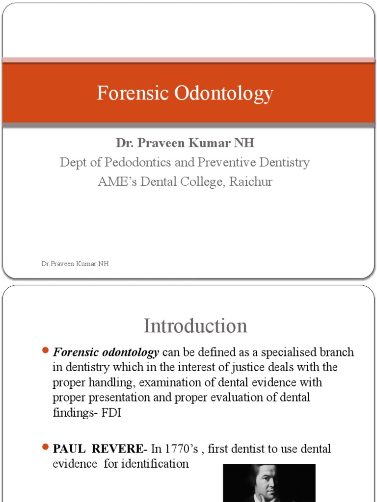 Forensic Odontology DR Praveen | PDF | Tooth | Dentistry