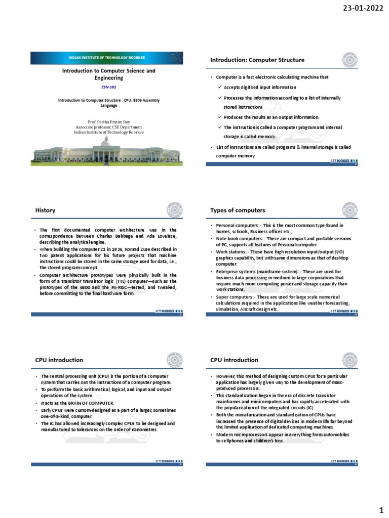 Introduction To Computer Structure CPU, 8805 Assembly Language v12 | PDF | Central Processing ...