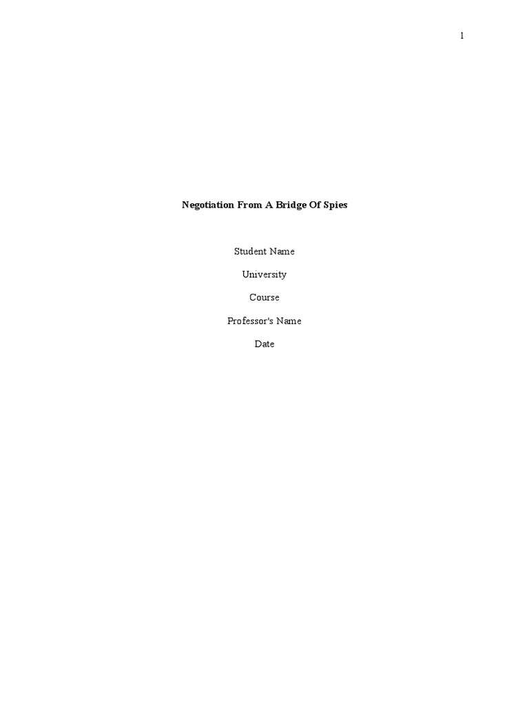 Negotiation Tactics in Bridge of Spies | PDF | Fourteenth Amendment To ...