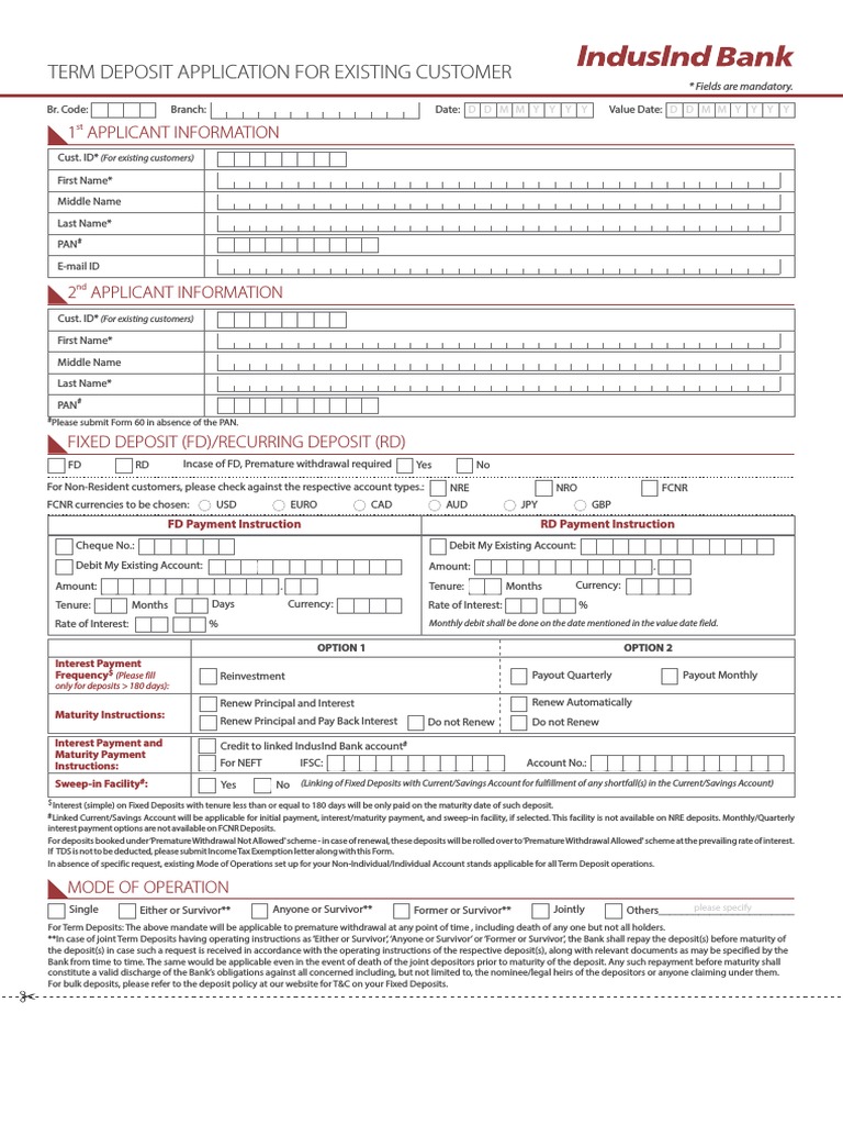 Term Deposit Form | PDF | Deposit Account | Financial Services