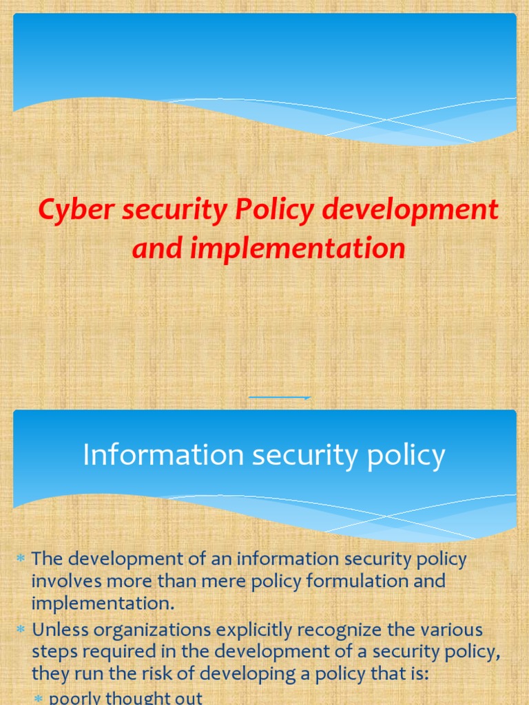 22 Cyber Security Policy Development And Implementation 1 1 Pdf Information Security 