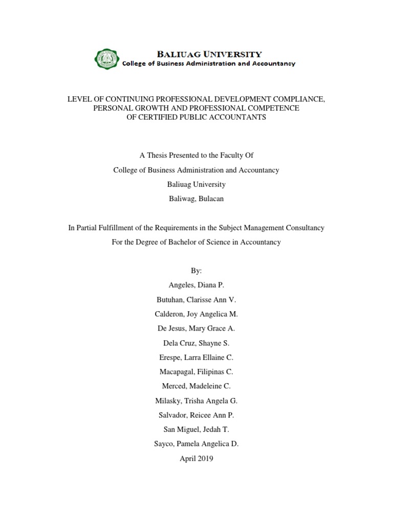 Sample Thesis 1 | PDF | Certified Public Accountant | Accountant