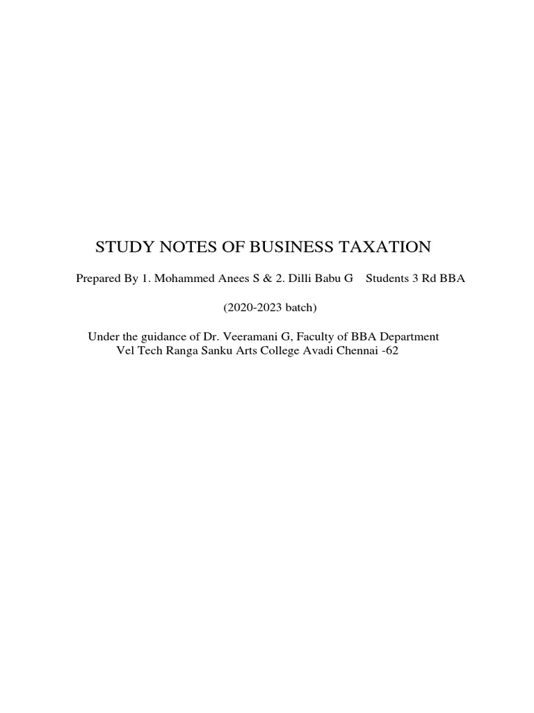 Business Taxation Notes | PDF | Taxes | Indirect Tax