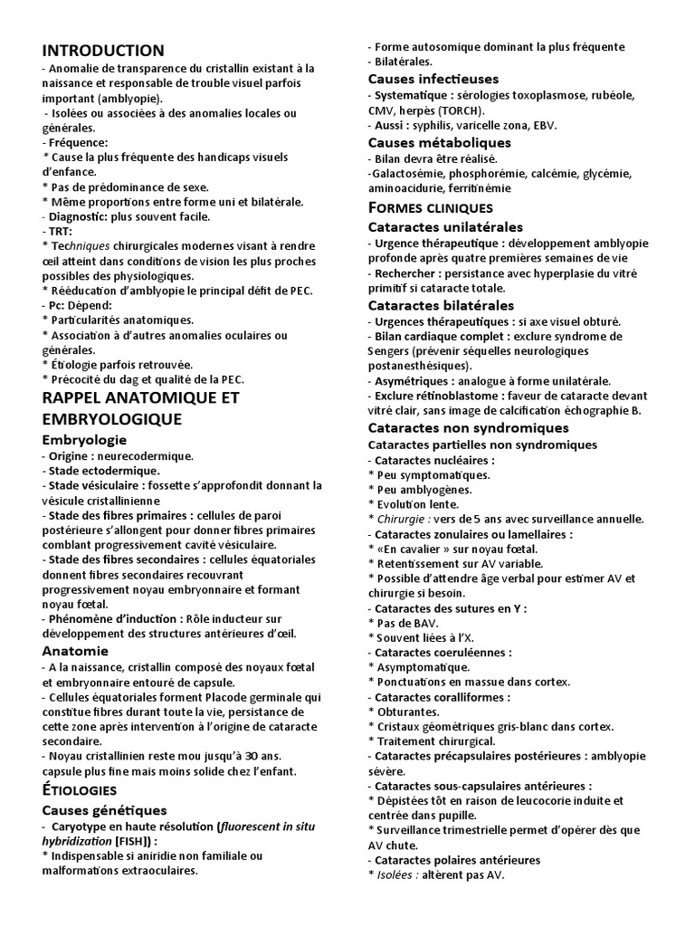 Cataracte congénitale et lenticône postérieur | PDF | Cataracte | Glaucome